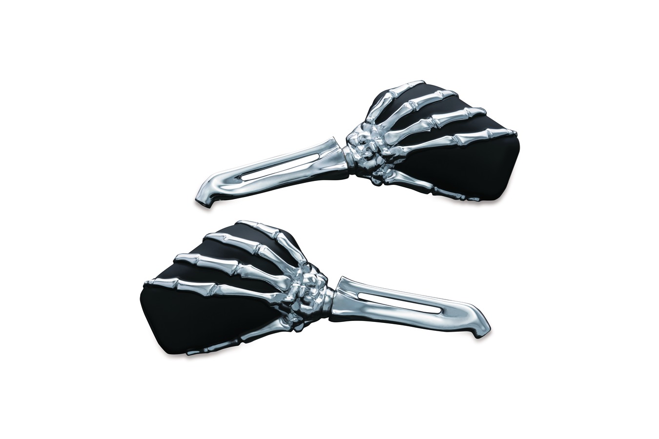 Kuryakyn Skeleton Hand Mirrors Chrome Stem and Black Head (1759) | ARH Custom UK