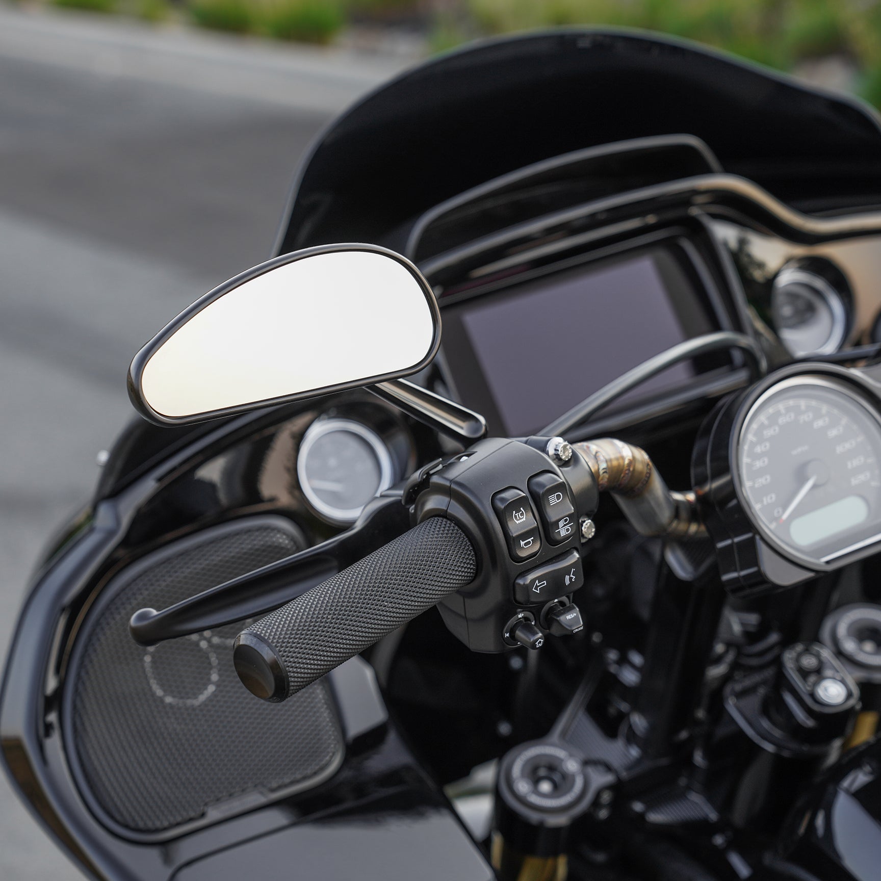 Arlen Ness Downdraft Forged Mirrors In All Black (510-026) | ARH Custom UK