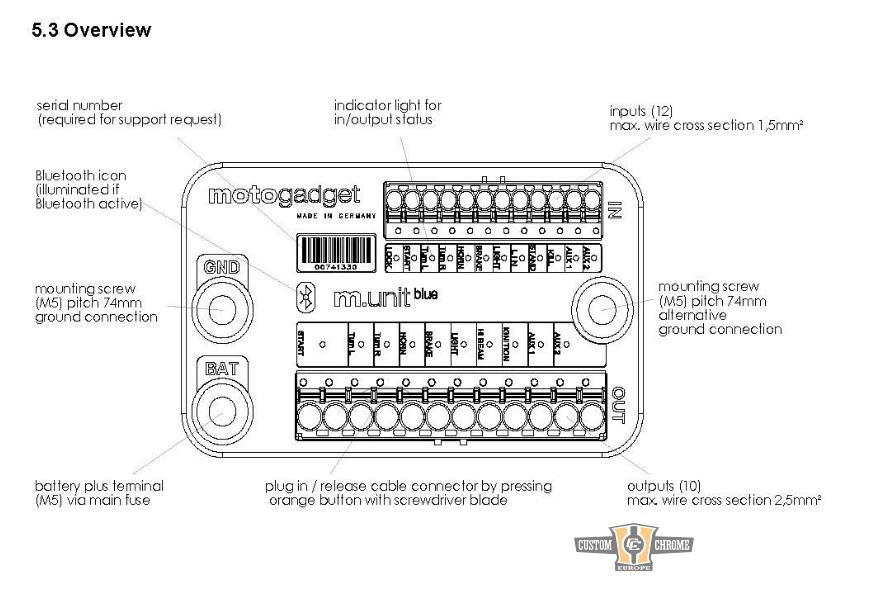 MotoGadget M-Unit Blue Digital Control Unit (4002040) | ARH Custom UK
