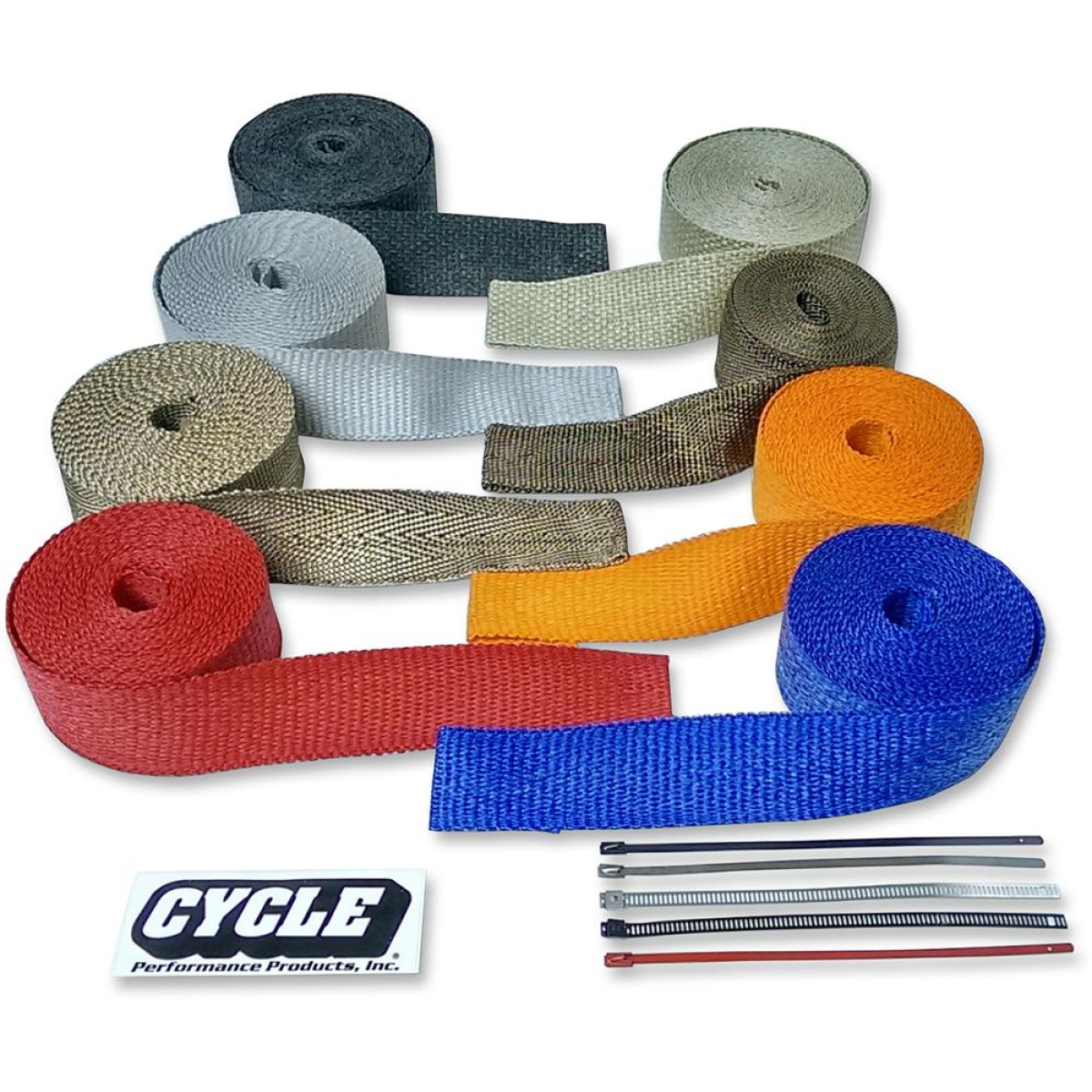 Cycle Performance Wrap Kit Exhaust 2 Inch x 25 With Tie Blue/Stainless ...