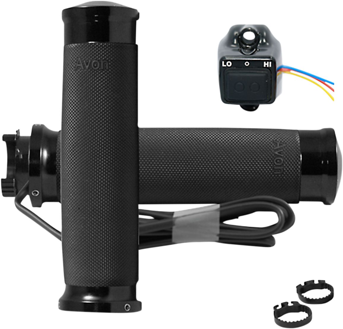 Avon Custom Contour Heated Black Anodised Grips For Metric Cruisers and ...